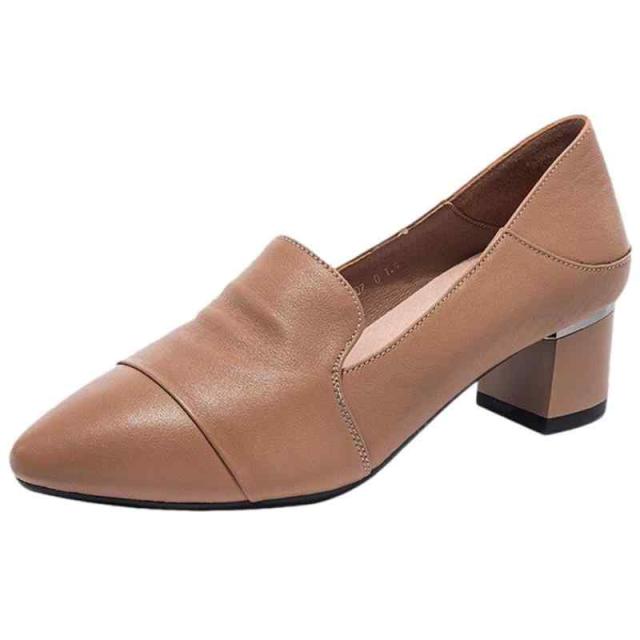 [イヴ エヴァン] 本革 走れる正統派パンプス 4cm 太ヒール 3E 柔らか 痛くない 歩きやすい 22.5〜25ｍ EE13 (24.5 cm, ベージュ)