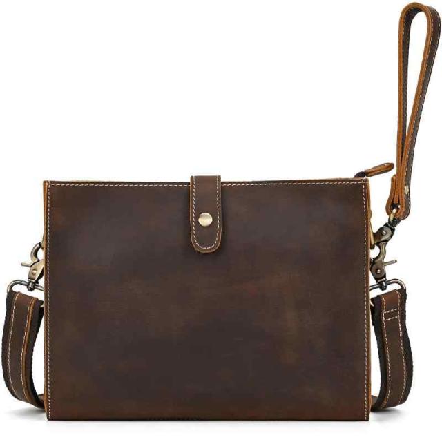 [wifreo] セカンドバッグ 本革 メンズ クラッチバッグ レザー ミニショルダーバッグ パーティー 結婚式 紳士用 (ライトブラウン)