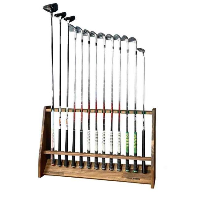 WOOD WORKS 日本製 ゴルフクラブスタンド 13本用 【色：ブラウン】組立済