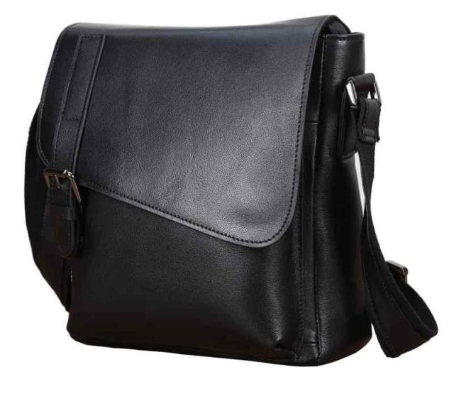 [Masa Kawa] 雅革 本革 ショルダーバッグ メンズ レザー 斜め掛けバッグ メッセンジャーバッグ 通勤 通学 旅行 育てる革鞄 (ブラック)