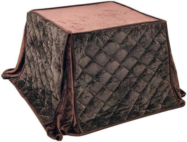 JEMAジェマ ハイタイプ テーブル ダイニング 省スペース こたつ布団 こたつ掛け布団 掛け布団単品 吸湿発熱 ふわふわ感触フランネル生地 (約240x240cm（テーブル用省スペースこたつ布団）, ブラウン)