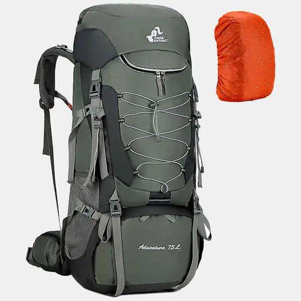 75L キャンプバックパック旅行スポーツバッグレインカバー付き登山登山トレッキング屋外リュックサックハイキングバッグショルダー男性