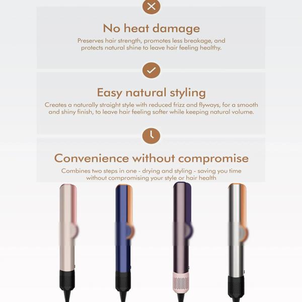 プロ仕様 2-in-1 ヘアストレートナー＆ドライヤー コンボ - ネガティブ