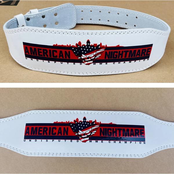 コーディ・ローズ ホワイト ウェイトリフティングベルト フィットネス PUレザーベルト おもちゃベルト 記念ナイトメア