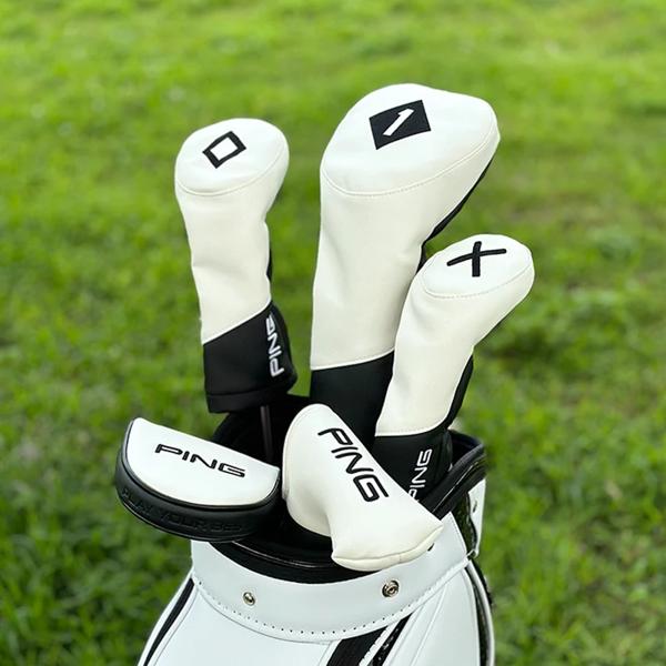 Ping Master ウッドヘッドカバー - グリーンブロックドライバー & フェアウェイプロテクター 傷防止 PU レザースリーブセット