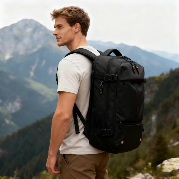 真空シールトラベルバックパック 60L 拡張可能エア圧縮システム 防水 TSAロック 機内持ち込みスーツケース 荷物（ポンプなし）