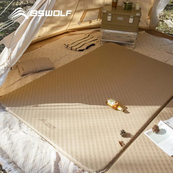 Bswolf-自己膨張式エアマットレス、快適なキャンプテントマット、折りたたみ式ポータブル、耐摩耗性、厚手のスリーピングパッド