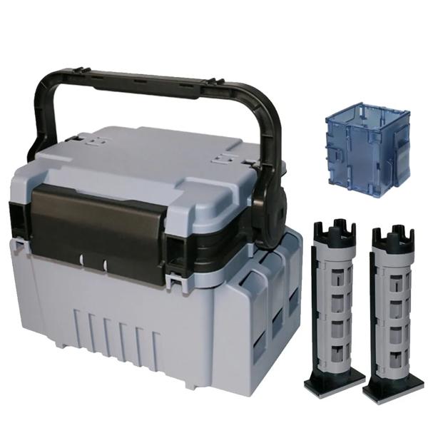 大きな厚いプラスチック製の道具箱,ロッドホルダー,多機能ツールボックス,釣りルアー用の収納オーガナイザー