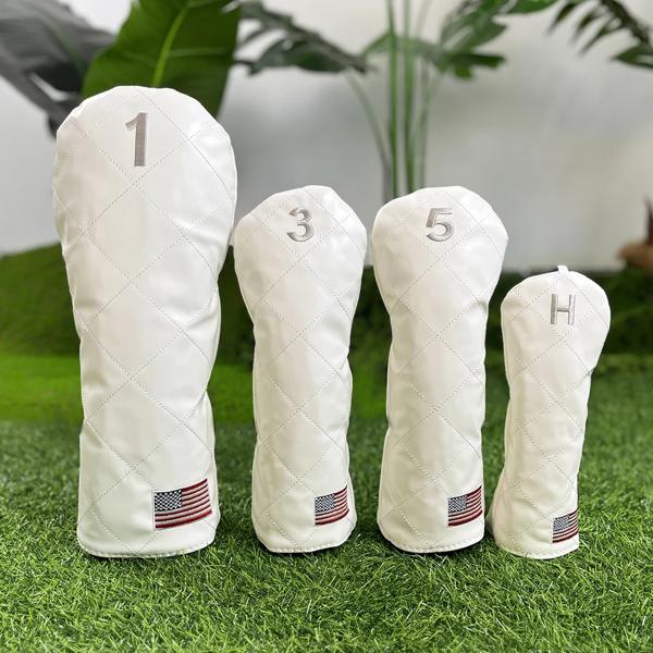 ゴルフクラブカバー シンプルブランク USAフラッグ クラブヘッドカバー No. 1 フェアウェイウッド クラブ カバー クラブ ヘッド キャップ カバー セット