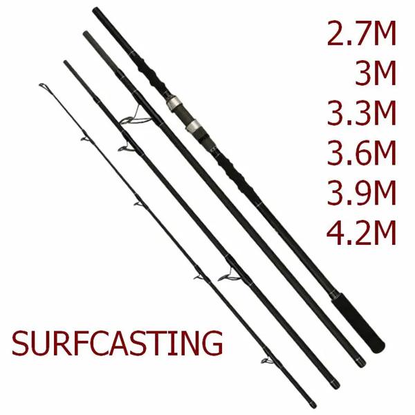 ZZ310富士surfcasting 2.7メートル3メートル3.3メートル3.6メートル3.9メートル4.2メートル、先端径。2.9mm活性炭ファイバーフィッシングロッド,mnリング,60-150g,ライン20-40lbs
