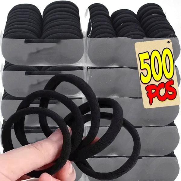 500PCS/Set Women Girls Basic Hair Bands Simple Solid Colors Elastic ...