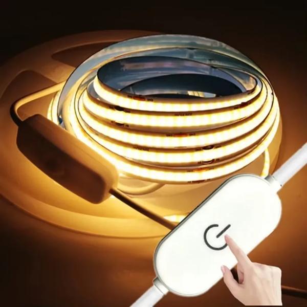 1-5 メートル USB LED ストリップライト 5V 320LEDs/M COB タッチセンサー調光可能なランプテープ DIY ミラー ...