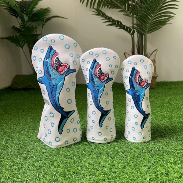 ゴルフクラブヘッドカバー ドライバーヘッドカバー クラブヘッドカバー クラブヘッドプロテクター ホワイトシャークデザイン 耐久性