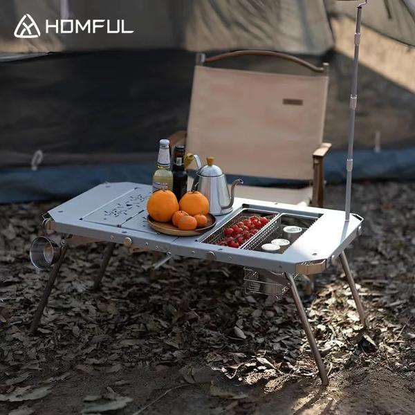 Homful-多機能アルミニウム合金折りたたみ式リフトテーブル 取り外し可能 屋外igtテーブル キャンプ バーベキュー ピクニック