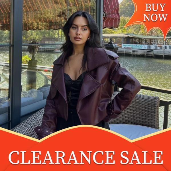 女性用ワンボタンレザーオーバーコート,エレガント,単色,シック,ストリートウェア,ルーズフィット,ポケット付き,女性用,エレガントなファッション,2024