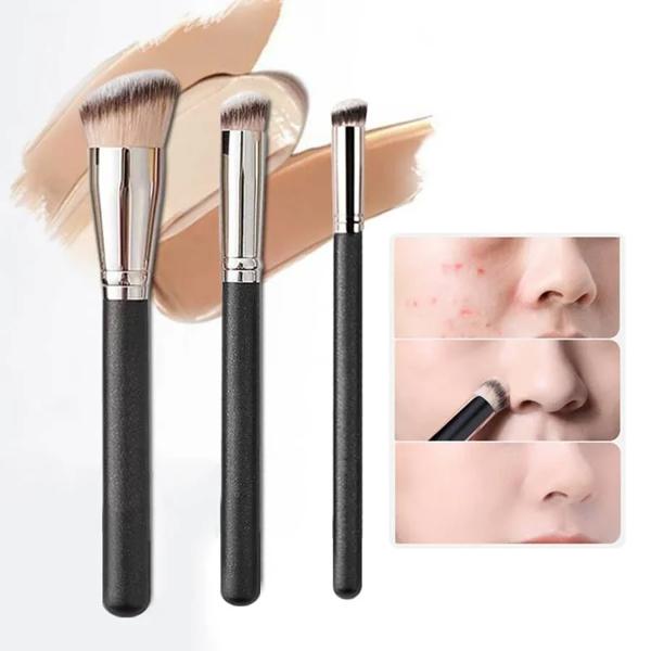 パウダーとファンデーション用の化粧ブラシ,メイクブラシ,フラットトップ,コンシーラー,女性用,黒の美容ツール,170, 270
