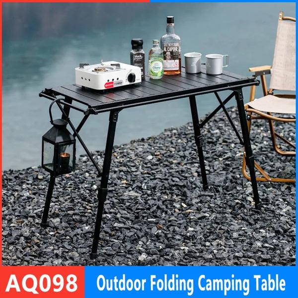 折りたたみ式アルミニウム合金チキンロールテーブル、ストーブ付きの調整可能な鉄製、キャンプピクニック、バーベキュー用のモバイルテーブル