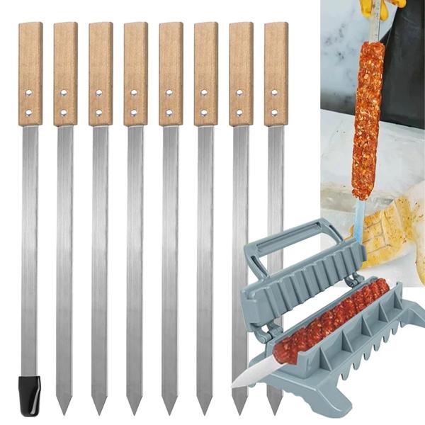 ケバブ型ツール 8/9 インチフラットステンレス鋼バーベキューバーベキューケバブ串行ケバブメーカーブラジルクービデペルシャ用