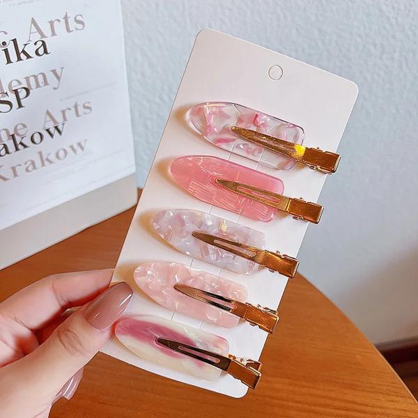 2/3/4 Pcs Simple Sakura Pink Seamless Hair Clip Women Acetate Sheet No Bend Bangs Clip Duckbill ...