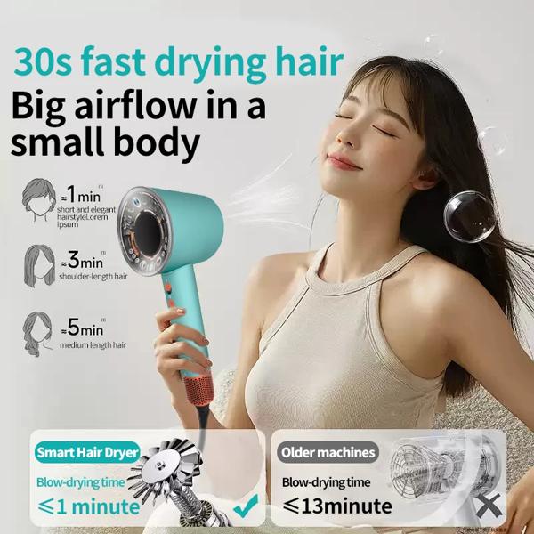 5 in 1 プロフェッショナル ヘアドライヤー 温冷空気機能付き - 滑らかな髪のための軽量でサーモスタット式のスタイリング ツール