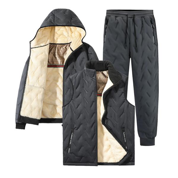 メンズフリーストラックスーツ3点セット,暖かいベスト,グラフェンパンツ,厚手のスウェットパンツ,ラムウール,ラージサイズ8xl,冬,2024