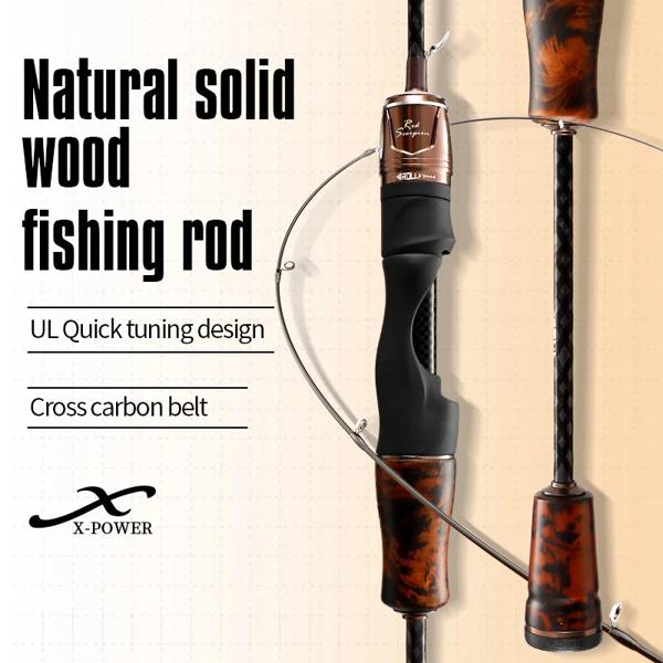 鮮やかな-天然木のハンドルを備えたカーボンフィッシングロッド,スピニングフィッシングロッド,高速で頑丈なチップ,1〜9g