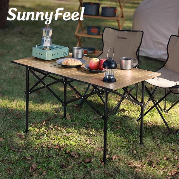 SUNNYFEEL 格納式屋外折りたたみテーブル超軽量ポータブルロールアップテーブルコンパクトキャンプテーブルキャンプピクニック旅行用