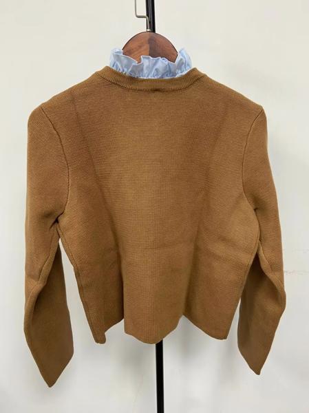 女性用キャメルメタルボタンニットカーディガン、レター刺繍ポケット、取り外し可能な襟、女性用レトロセーター、長袖コート、新しい、2022