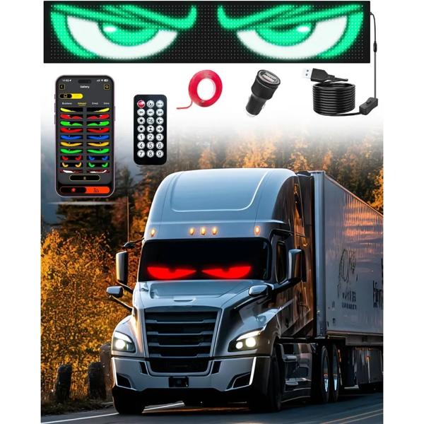 デビルアイライト フロントガラス用 LEDアイサイン アプリリモコン USB 5V プログラム可能なデジタル照明ディスプレイ 車 SUV トラック用