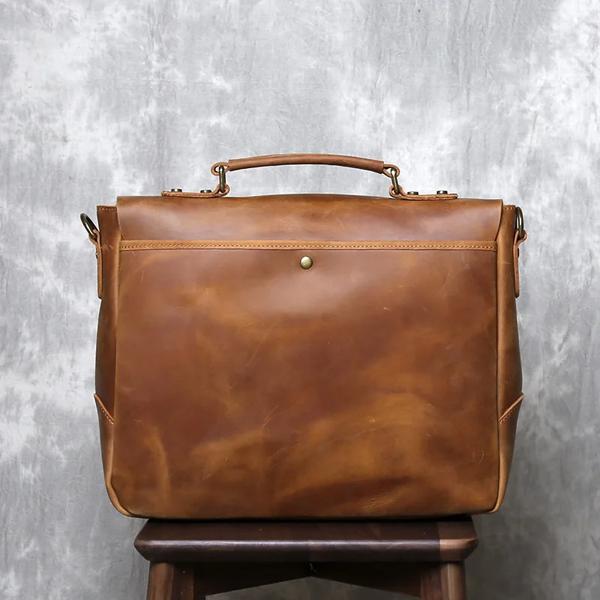 英国のレトロなクレイジーホースレザーハンドバッグ、メンズ