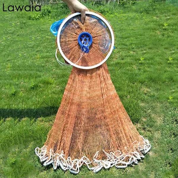 Lawaia 漁網魚メッシュ手投げネット屋外釣具ツール亜鉛メッキ鋼鋳造