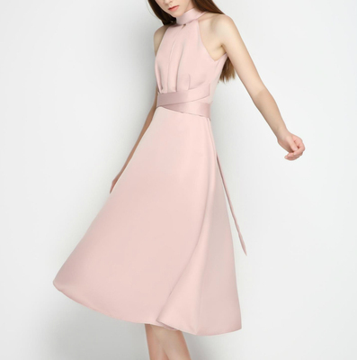 ワンピース ドレス 4色 クロスデザイン リボン Aライン レディース 膝丈 ミモレ丈 肩出し ノースリーブ スリム タイト 細身 セクシー 色っぽ ガーリー フェミニン フェアリー かわいい 大人可愛い きれいめ シンプル おしゃれ お洒落 エレガント 大人可愛い こなれ感 個性的