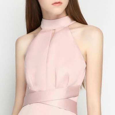 ワンピース ドレス 4色 クロスデザイン リボン Aライン レディース 膝