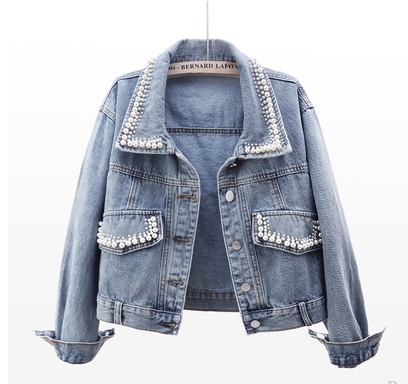 デニム トップス アウター ジャケット Gジャン 上着 デニムジャケット ショート丈 袖あり 長袖 襟付き ポロカラー スマート ポケット 前開き ブルーデニム かわいい カジュアル かっこいい 大人女子 こなれ感 ラフ キュート クール 抜け感 ストリート 春 秋 10代 20代 30代