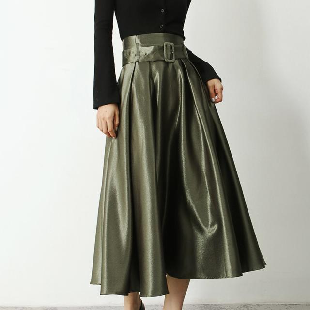 レトロスカート スカート ボトムス ミディアム丈 Aライン ベルト ポリエステル かわいい 大人可愛い きれいめ シンプル カジュアル 大人 おしゃれ お洒落 レトロ 秋 冬 結婚式 お呼ばれ 20代 30代 40代 レディース 女性用 デート お出かけ 女子会 お泊まり 休日 パーティー