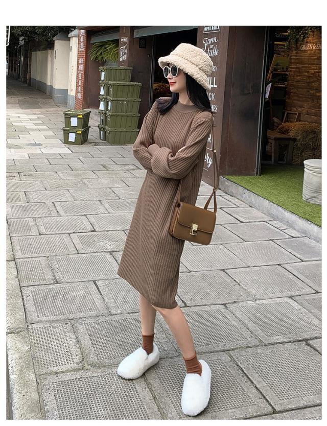 ニットワンピ スカート ボトムス プルオーバー ミディスカート 膝下