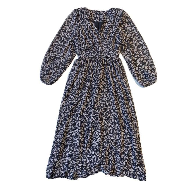 ワンピース ロングワンピース Vネック 長袖 半袖 かわいい 大人可愛い