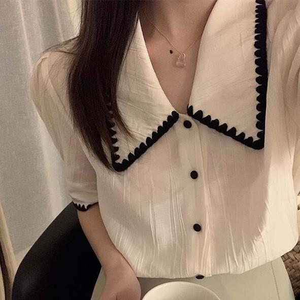 トップス シャツ ブラウス 白シャツ 白トップス 半袖 前開き ボタン かわいい 大人可愛い きれいめ シンプル カジュアル 大人 上品 おしゃれ お洒落 大人女子 こなれ感 ラフ ラブリー キュート ガーリー ルーズ 個性的 クール モード系 無地 夏 10代 20代 30代 レディース