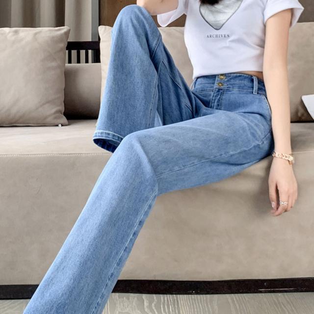 ボトムス パンツ ワイドパンツ デニムパンツ ストレート ワイド ハイウエスト ボタン デニム かわいい 大人可愛い きれいめ シンプル カジュアル 大人 上品 おしゃれ お洒落 かっこいい レトロ 大人女子 こなれ感 ラフ スポーティー ガーリー ルーズ クール 抜け感 無地 春 夏