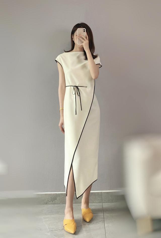 春夏 ノースリーブ ドレス ワンピース ワンピドレス 膝下 ロング丈 袖なし ノースリーブ ラウンドネック 襟なし 透け感 ポリエステル 普通生地（春夏用） 大人可愛い きれいめ シンプル 大人 上品 お洒落 かっこいい アジアン 大人女子 キュート モード系 セクシー 無地 春 夏