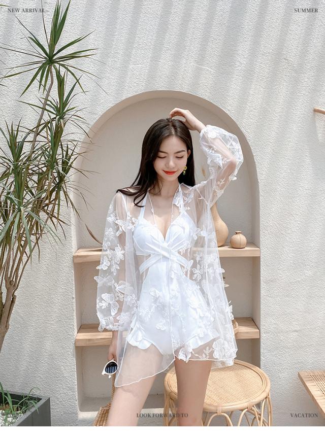 夏 セクシー ワンピース 水着 ビキニ 三角ビキニ ワンピース水着 ワンピース オフショルダー ノンワイヤー パッド付き 紐 リボン フリル 透け感 伸縮性 谷間 谷間魅せ セット かわいい 大人可愛い セクシー 華やか 大人 大人っぽい お洒落 主役級 ラブリー スタイリッシュ