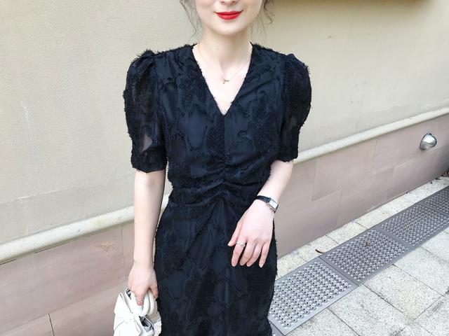 ワンピース レース ワンピドレス 膝丈 ひざ丈 膝下 袖あり 半袖