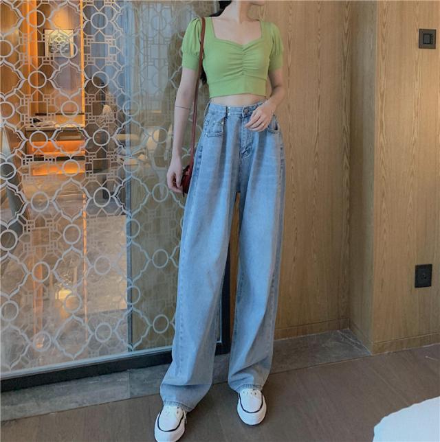 ボトムス パンツ Gパン ズボン ストレートパンツ デニムパンツ ロング レギュラー丈 ストレート ワイド ウエストマーク ファスナー ハイウエスト シンプル カジュアル おしゃれ お洒落 かっこいい こなれ感 メンズライク ボーイッシュ スポーティー クール モード系 無地