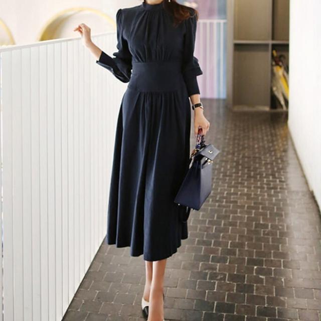 ワンピース デート フレアワンピース ワンピドレス ミモレ ミモレ丈 袖あり 長袖 ボリューム袖 Uネック ハイネック 襟なし フレア セミフレア Aライン ウエストマーク 切り替えデザイン 大人可愛い きれいめ 上品 おしゃれ エキゾチック 大人女子 こなれ感 セクシー