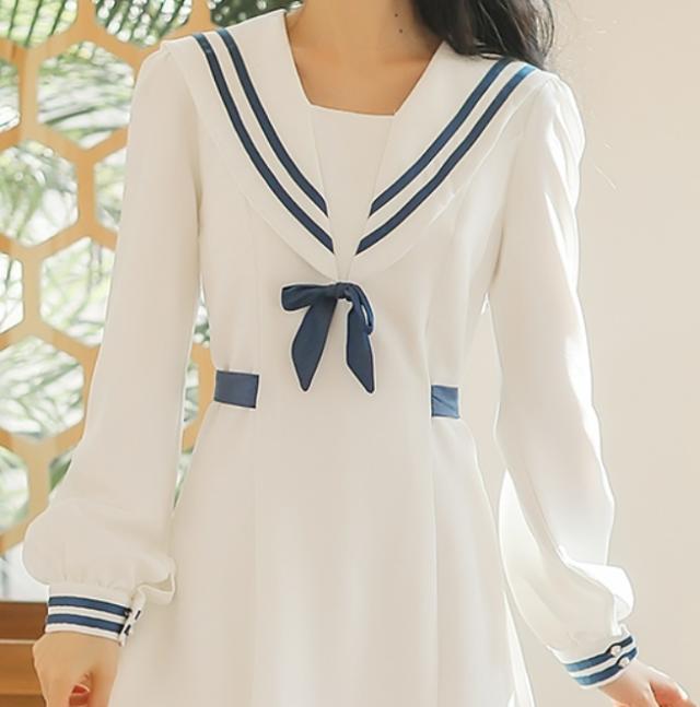 ワンピース フレア フレアスカート 半袖 袖あり セーラー服 コスプレ リボン かわいい 大人可愛い きれいめ シンプル カジュアル 大人 上品 おしゃれ お洒落 かっこいい レトロ アジアン エスニック エキゾチック 大人可愛い 大人女子 こなれ感 ラフ キュート ガーリー ルーズ