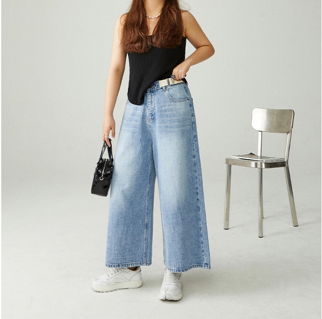 ボトムス Gパン ワイドパンツ バギーパンツ ワイド デニム ブルーデニム 薄手 シンプル カジュアル お洒落 かっこいい ラフ メンズライク ボーイッシュ スポーティー とろみ感 抜け感 無地 春 夏 秋 冬 オールシーズン 10代 20代 30代 40代 レディース 女性用 ママ