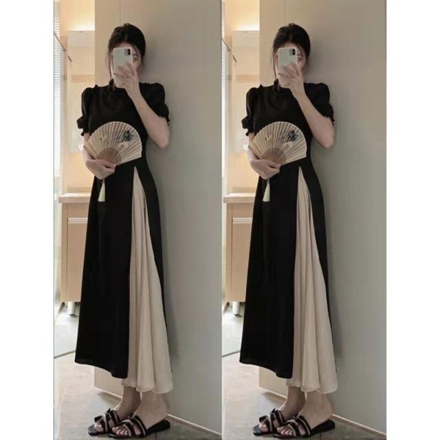 ワンピース マキシ丈 半袖 パフスリーブ 大人可愛い シンプル 大人 上品 お洒落 レトロ 大人女子 こなれ感 個性的 主役級 フォーマル 春 夏 謝恩会 二次会 披露宴 10代 20代 30代 40代 レディース 女性用 ママ OL デート お出かけ 女子会 休日 パーティー イベント ホテル