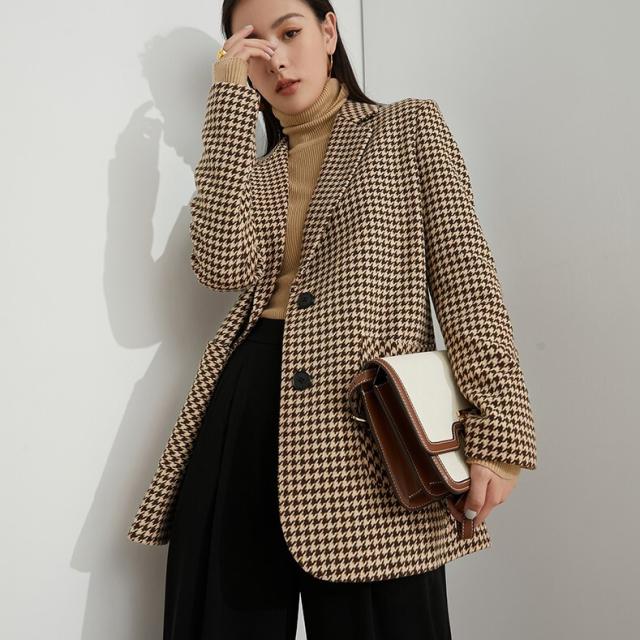 トップス ジャケット 長袖 大人可愛い きれいめ シンプル カジュアル 上品 おしゃれ 大人女子 こなれ感 モダン 主役級 千鳥格子 秋 冬 10代 20代 30代 40代 レディース 女性用 OL 通勤 デート お出かけ 女子会 休日 パーティー ホテル レストラン 着回し 普段使い