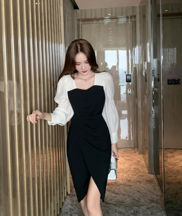 秋冬 フランス ヒップドレス ロングスカート イレギュラースカート