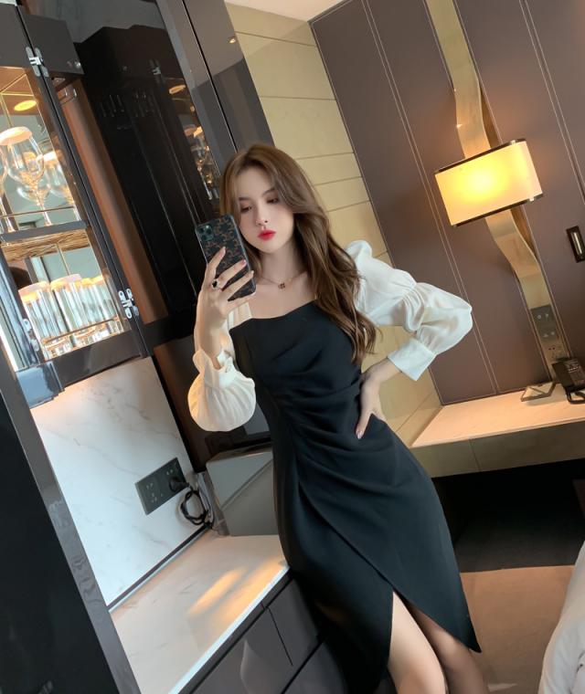 秋冬 フランス ヒップドレス ロングスカート イレギュラースカート